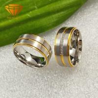China High End IP Gold Diamonds Tungsten Ring Titanium Jewelry Titanium Wedding Band Tr1907 for sale