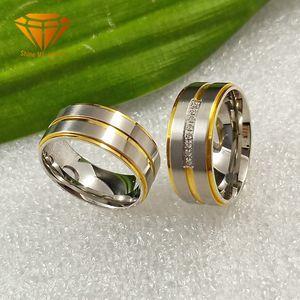 China High End IP Gold Diamonds Tungsten Ring Titanium Jewelry Titanium Wedding Band Tr1907 for sale