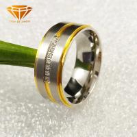 China High End IP Gold Diamonds Tungsten Ring Titanium Jewelry Titanium Wedding Band Tr1907 for sale
