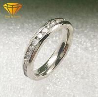 China Fashion Jewelry High Quality Stainless Steel Silver Jewelry Titanium Ring Gemstones Inlay Titanium Wedding Ring Tr1920 for sale