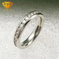 China Fashion Jewelry High Quality Stainless Steel Silver Jewelry Titanium Ring Gemstones Inlay Titanium Wedding Ring Tr1920 for sale