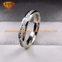China Fashion Jewelry High Quality Stainless Steel Silver Jewelry Titanium Ring Gemstones Inlay Titanium Wedding Ring Tr1920 for sale