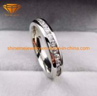 China Fashion Jewelry High Quality Stainless Steel Silver Jewelry Titanium Ring Gemstones Inlay Titanium Wedding Ring Tr1920 for sale