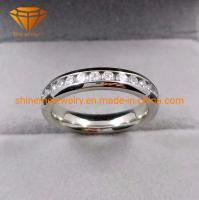 China Fashion Jewelry High Quality Stainless Steel Silver Jewelry Titanium Ring Gemstones Inlay Titanium Wedding Ring Tr1920 for sale