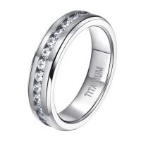 China European and American Fashion Couple Ring Silver Black Blue CZ 7mm Pure Titanium Ring for Men and Women Tr8395 for sale