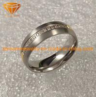 China Wholesale Comfortable Titanium Ring Inlay 15PCS Gemstones and IP Gold Titanium Wedding Band for sale