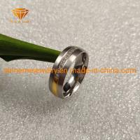 China Wholesale Comfortable Titanium Ring Inlay 15PCS Gemstones and IP Gold Titanium Wedding Band for sale