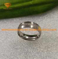 China Wholesale Comfortable Titanium Ring Inlay 15PCS Gemstones and IP Gold Titanium Wedding Band for sale