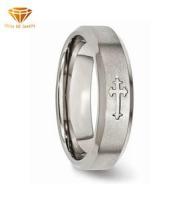 China New High Quality 6mm Pure Titanium Ring Simple Cross Fashion Ring for Men Tr4225 for sale