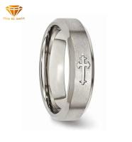 China New High Quality 6mm Pure Titanium Ring Simple Cross Fashion Ring for Men Tr4225 for sale