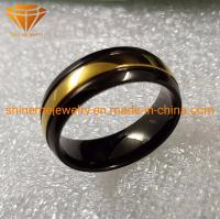 China G23 Titanium Jewelry High Quality Tungsten Rings Black and Gold Plating Titanium Ring Tr1930 for sale