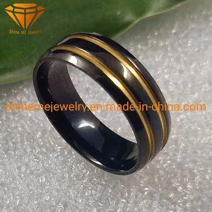 China Pure Titanium Jewelry Tungsten Rings Between Black and Gold Plating Titanium Wedding Ring Tr1931 for sale