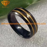 China Pure Titanium Jewelry Tungsten Rings Between Black and Gold Plating Titanium Wedding Ring Tr1931 for sale