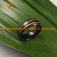 China Pure Titanium Jewelry Tungsten Rings Between Black and Gold Plating Titanium Wedding Ring Tr1931 for sale