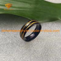 China Pure Titanium Jewelry Tungsten Rings Between Black and Gold Plating Titanium Wedding Ring Tr1931 for sale