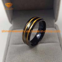China Pure Titanium Jewelry Tungsten Rings Between Black and Gold Plating Titanium Wedding Ring Tr1931 for sale