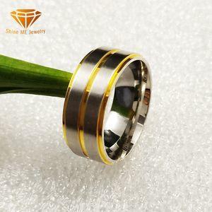 China Shineme High Quality Jewelry Pure Titanium Jewelry Between Silver and Gold Plating Titanium Wedding Band Tr1908 for sale