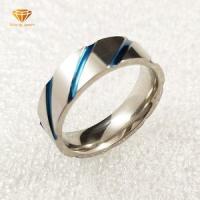 China Fashion Jewelry Titanium Body Jewelry Stainless Steel Jewelry IP Blue and Silver Titanium Wedding Ring Tr1988 for sale