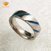 China Fashion Jewelry Titanium Body Jewelry Stainless Steel Jewelry IP Blue and Silver Titanium Wedding Ring Tr1988 for sale