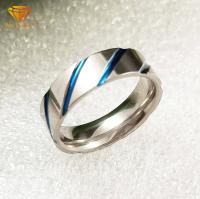 China Fashion Jewelry Titanium Body Jewelry Stainless Steel Jewelry IP Blue and Silver Titanium Wedding Ring Tr1988 for sale