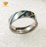 China Fashion Jewelry Titanium Body Jewelry Stainless Steel Jewelry IP Blue and Silver Titanium Wedding Ring Tr1988 for sale
