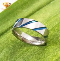 China Fashion Jewelry Titanium Body Jewelry Stainless Steel Jewelry IP Blue and Silver Titanium Wedding Ring Tr1988 for sale