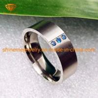 China Fashion Jewelry High Quality Jewelry Titanium Band 3PCS Blue CZ Titanium Ring for Men and Women Tr1968 for sale