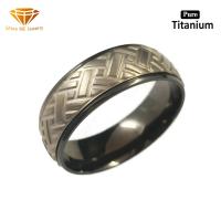 China 18K Black Plated Carving Solid Titanium Jewelry Ring Tr1829 for sale