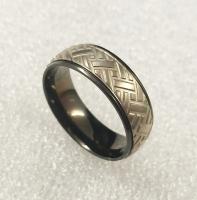 China 18K Black Plated Carving Solid Titanium Jewelry Ring Tr1829 for sale