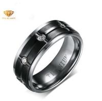 China Manufacturer of Solid Titanium Ring Wholesale Diamond Inlay Titanium Ring Black Plating Titanium Ring Tr2015 for sale