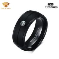China High Quality Solid Titanium Ring Wholesale Pure Titanium Ring for Men Rhinestone IP Black Ring Jewelry Tr2016 for sale