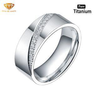 China Personalized Niche Fashion Minimalist Diagonal Micro Diamond 8mm Men's Silver Titanium Ring Tr135s for sale
