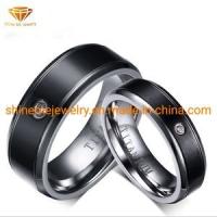 China High Quality Solid Titanium Jewelry Black Diamond Inlay Titanium Ring Couple Ring Wholesale Jewelry Tr2018 for sale