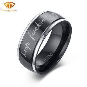 China Fashion Jewelry High Quality Solid Titanium Piercing Keep Lucking Going Titanium Band for Men Customized Customer Logo Tr2020 for sale