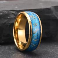 China 8mm Width Tungsten Curved Surface PVD Gold Ring for Men an Women with Blue Flowing Sand Gold Foil Jewelry Couple Ring Tstr4678 for sale