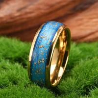 China 8mm Width Tungsten Curved Surface PVD Gold Ring for Men an Women with Blue Flowing Sand Gold Foil Jewelry Couple Ring Tstr4678 for sale
