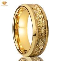 China 8mm 6mm Width Tungsten Steel Rings, Gold Sandblasted Plating Gold Foil Inlaid Men's Couple Rings Tstr4672 for sale