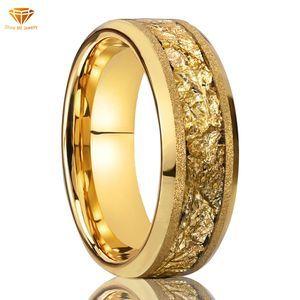China 8mm 6mm Width Tungsten Steel Rings, Gold Sandblasted Plating Gold Foil Inlaid Men's Couple Rings Tstr4672 for sale