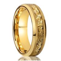 China 8mm 6mm Width Tungsten Steel Rings, Gold Sandblasted Plating Gold Foil Inlaid Men's Couple Rings Tstr4672 for sale