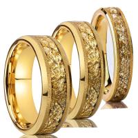 China 8mm 6mm Width Tungsten Steel Rings, Gold Sandblasted Plating Gold Foil Inlaid Men's Couple Rings Tstr4672 for sale