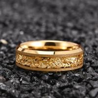 China 8mm 6mm Width Tungsten Steel Rings, Gold Sandblasted Plating Gold Foil Inlaid Men's Couple Rings Tstr4672 for sale