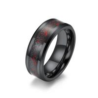 China Tungsten Steel Carbon Fiber Dragon Pattern Ring, Domineering Men's Nibelung Ring Tungsten Gold Jewelry Tskt025 for sale