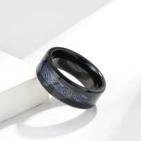China Tungsten Steel Carbon Fiber Dragon Pattern Ring, Domineering Men's Nibelung Ring Tungsten Gold Jewelry Tskt025 for sale