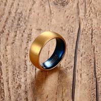 China Fashion Jewelry Wholesale 8mm IP Gold + Blue Tungsten Steel Ring for Men Tstr053 for sale