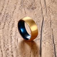 China Fashion Jewelry Wholesale 8mm IP Gold + Blue Tungsten Steel Ring for Men Tstr053 for sale