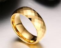 China Fashion Jewelry Wedding Ring Faceted IP Gold Tungsten Ring Tst2865 for sale