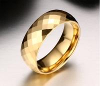 China Fashion Jewelry Wedding Ring Faceted IP Gold Tungsten Ring Tst2865 for sale