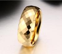 China Fashion Jewelry Wedding Ring Faceted IP Gold Tungsten Ring Tst2865 for sale