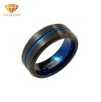 China Top Quality Fashion Ring Jewelry IP Black and Blue Tungsten Ring Tstr715 for sale