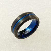 China Top Quality Fashion Ring Jewelry IP Black and Blue Tungsten Ring Tstr715 for sale